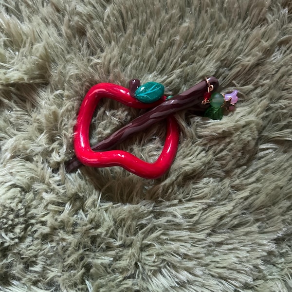 Apple Hair Stick | Barrette | Hair Circle and Pin Handmade - Etsy