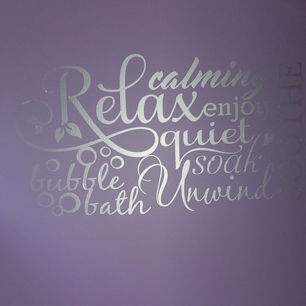 Bathroom Wall Decal Relax Word Collage, Bubble Bath Vinyl Wall ...