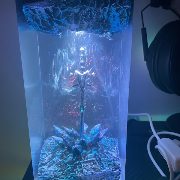 Shark Vs Kraken Fight Diorama Megalodon Hunting Ocean Theme Epoxy Lamp ...