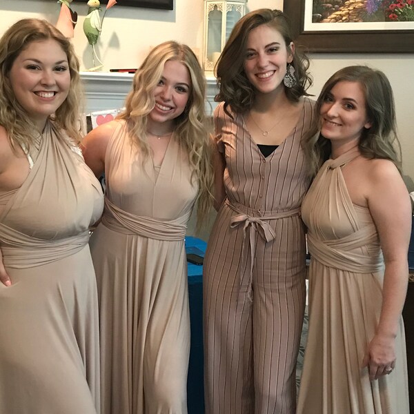 Beige Infinity Dress, Champagne Bridesmaid Dress, Prom Dress, Twist ...