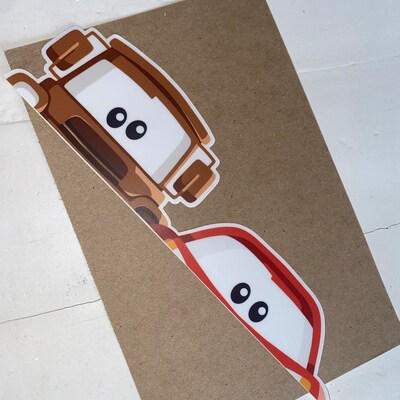 Mcqueen and Mater Peeker Car Decal/ Cars Pixar Peekaboo Window Bumper ...