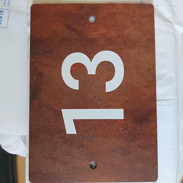Modern House Numbers Printed Rust Effect Address Signage - Rusty Effect ...