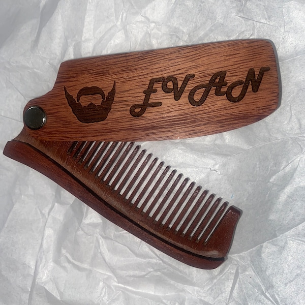 Custom Engraved Beard Comb, Personalized Wooden Comb, Groomsmen Gift ...