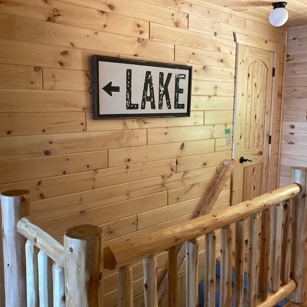 Large Lake Arrow Sign *multiple Sizes Available* Rustic Lake Decor ...