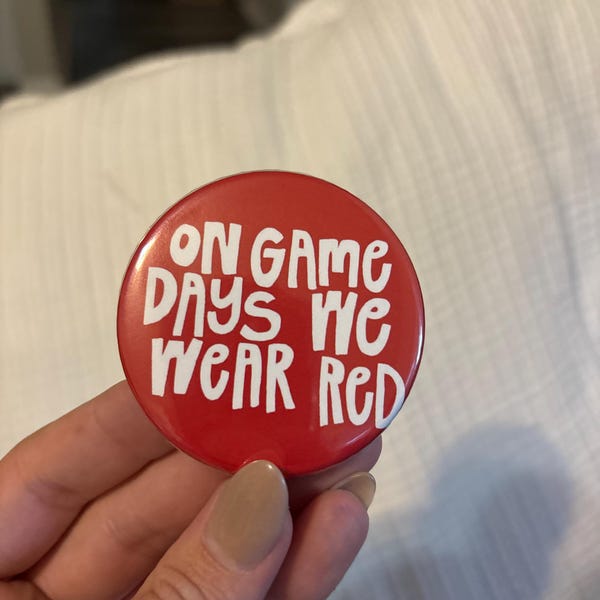 On Gamedays We Wear Red Pinback Button | Arkansas Game Day | College ...