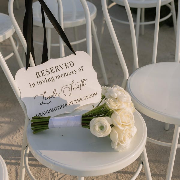 Reserved in Loving Memory Wedding Sign, Reserved Seat Sign, This Seat ...