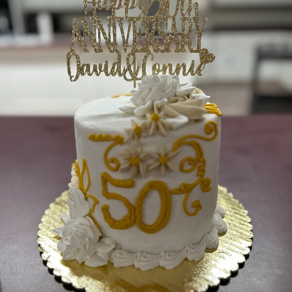 Custom Happy Anniversary Cake Topper, 25th Wedding Anniversary ...