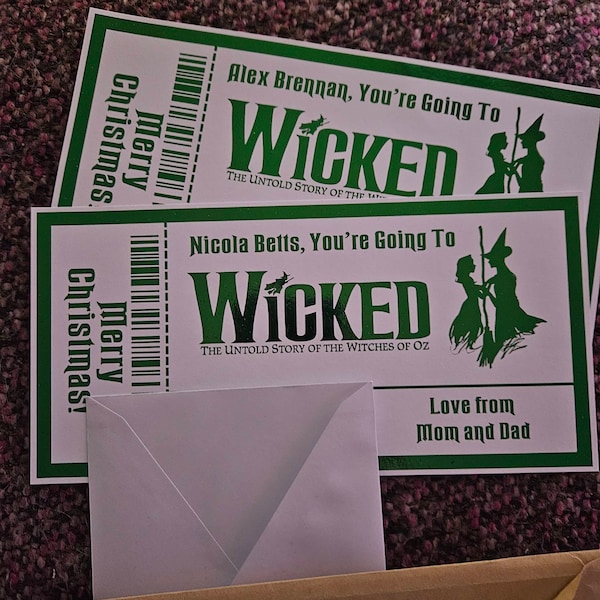 Personalised Wicked Theatre Keepsake Ticket Voucher, Surprise ...
