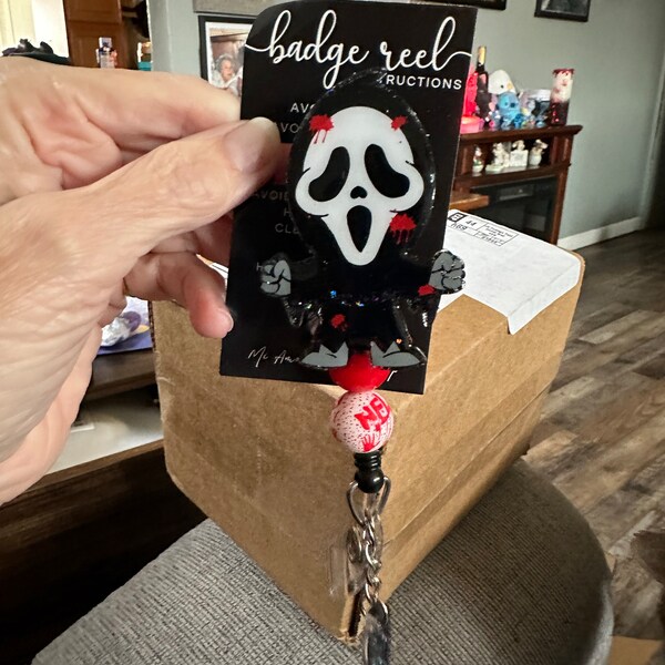 Horror Badge Reel/badge Holder/cute Gift/lanyard/beaded Pen/ Cute ...