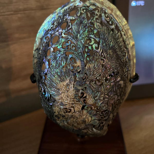 Carved Abalone Shell Hummingbird Theme Paua Abalone Real and Natural ...