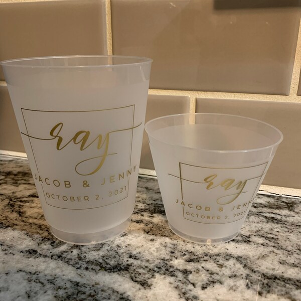 Modern Wedding Shatterproof Cups, Monogram Cups, Oh Happy Day Cups ...