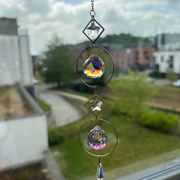 Sun Catcher Circles, Hanging Crystal Prism, Boho Home Decor, Window ...