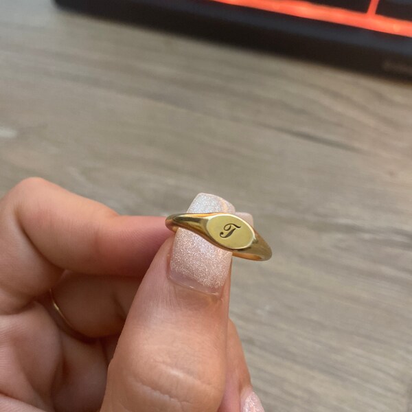 Engraved Oval Signet Ring by Gracepersonalized - Custom Initial and ...