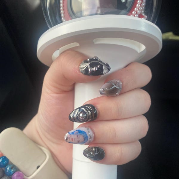 Custom Kpop Inspired Presson Nails Ateez NCT EXAMPLE Silver Chrome ...