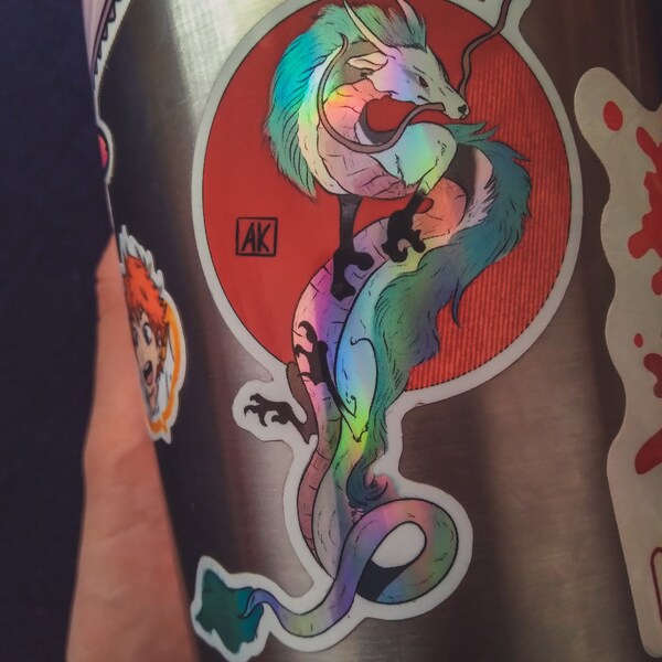 Holographic Haku Sticker, Anime Sticker, Japanese Dragon Stationery - Etsy
