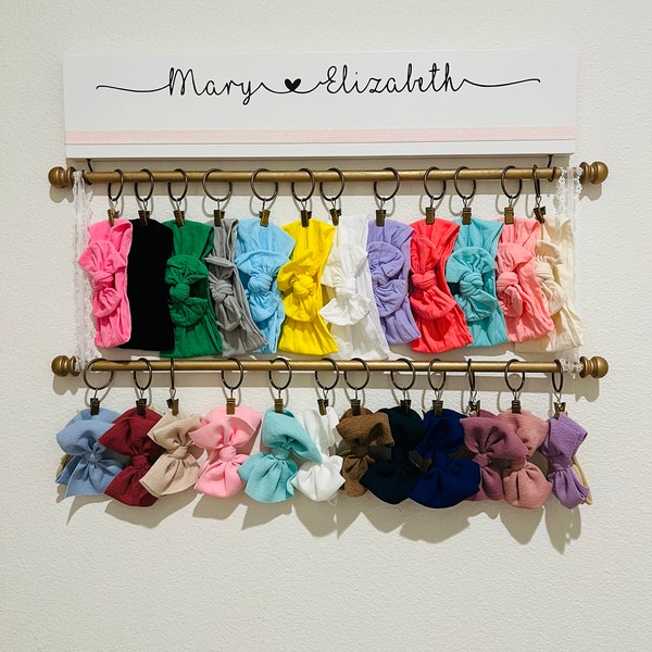 Headband and Bow Holder Bundle, Personalized Cascading 2, 3, or 4 Rod ...