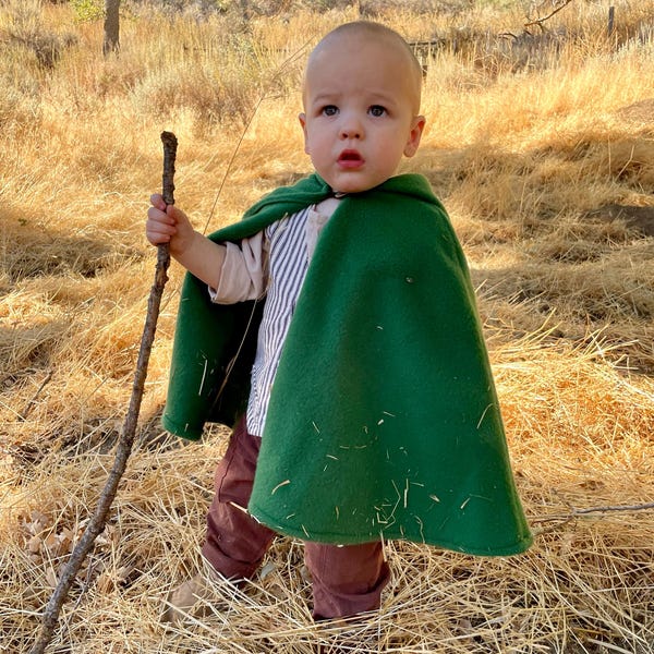 Kids Cloak, Boys Girls Green Hooded Cloak Fleece Elf, Elven, Archer ...