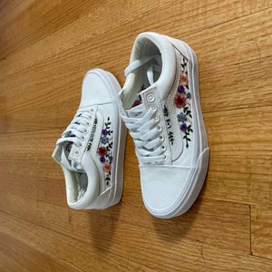 Custom Embroidered Vans, Wedding Vans Embroidery Floral, Bridal Flower ...