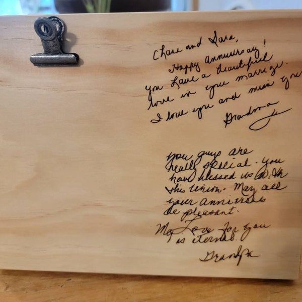Custom Engraved Note, Engraved Note, Handwritten Note on Wood, Wood ...