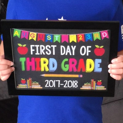 First Day of Third Grade Chalkboard Sign First Day School - Etsy