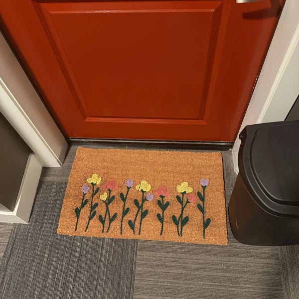 Colorful Pastel Rainbow Floral Pattern Doormat | Cute Floral Front ...