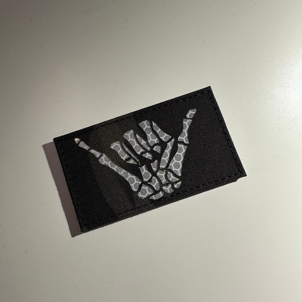 3.5x2in Custom Skeleton Shaka Hang Loose Patch IR Patch Military Patches Tactical Patches Laser ...