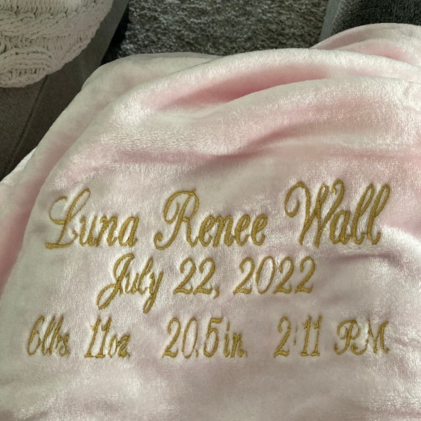 Baby Blanket With Full Name, Birth Date, Weight, Inches & Time | Birth ...