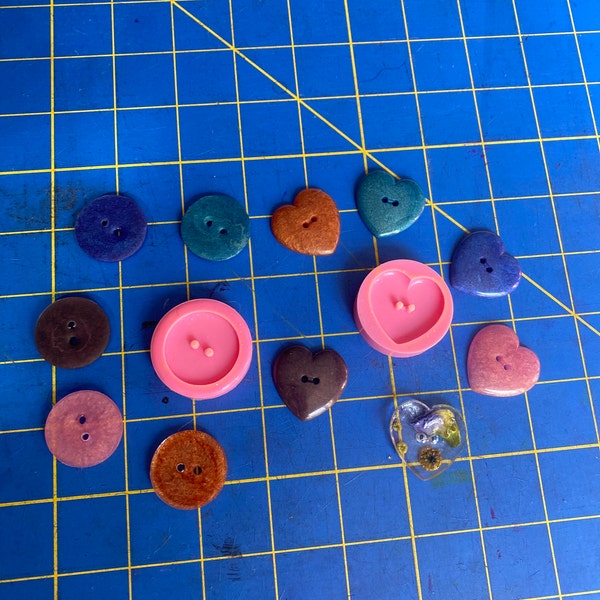 Heart Button Mold Flexible Silicone Mould Resin Mold Polymer Clay Mold ...