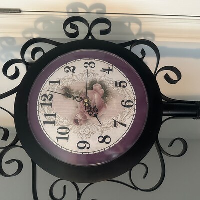 FLORAL CLOCK 8 Inch Circle Printable Clock Face Jpeg Clipart Vintage ...