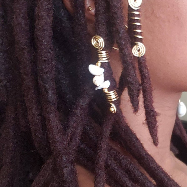 Gold 3pc Loc Jewelry, Cowrie Shell, Loc Coils, Hair Jewelry Set, Cowrie ...