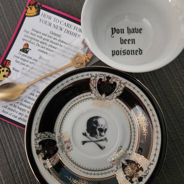 Porcelain "you Have Been Poisoned" Cup and Saucer Set. 22k Gold, Food ...