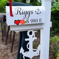 Lake House Mailbox Decals Name and Address With Anchor Mailbox - Etsy