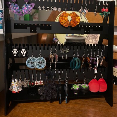 Double Sided Earring Holder Large Matt Black Acrylic - Etsy