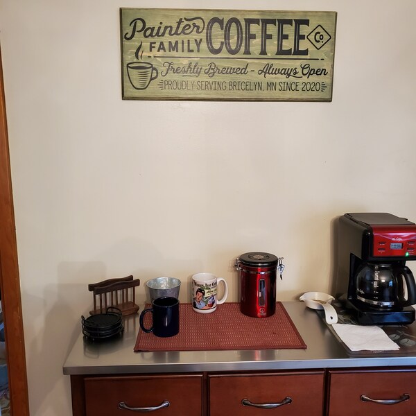 Personalized Coffee Shop Farmhouse Retro Style Wood Sign. 3 Sizes 9 ...