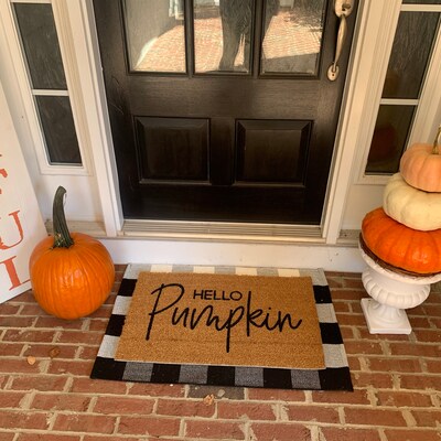 Hello Pumpkin Doormat Hey There Pumpkin Hi Pumpkin Door Mat - Etsy