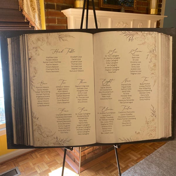 Storybook Seating Chart With a Classic Black and White Color Scheme ...