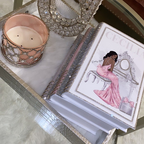 Bling Decor Glam Book Stack- Custom Made Bling Books - Stack of 3 ...