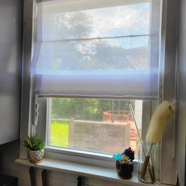 Roman Shade Sheer | White | Privacy | Sheer | Roman Shades | Soft Faux ...