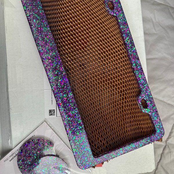Rainbow Color-shift Chunky Glitter License Plate Frame | Front Vanity ...
