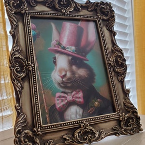 Easter Bunny Wearing Pink Top Hat Vintage Bunny Painting - Etsy