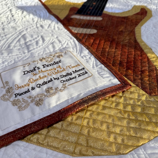 Custom Embroidered Floral Quilt Label | Embroidered Wedding Quilt Label ...