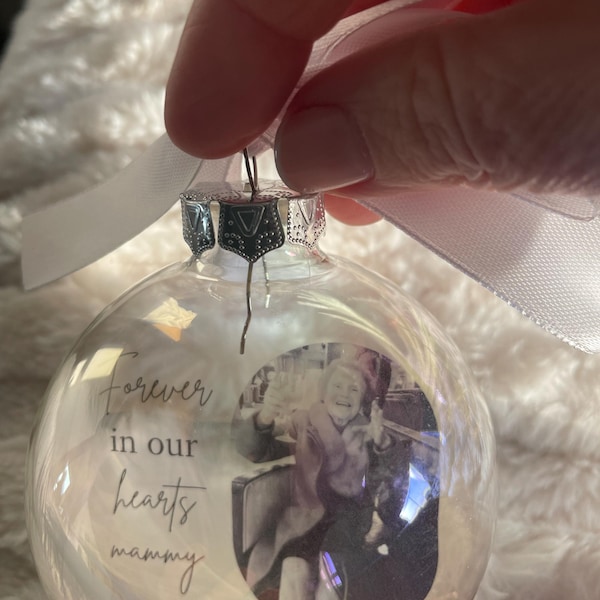 Floating Photo Memorial Memory Bauble, Special Bauble, Personalised ...