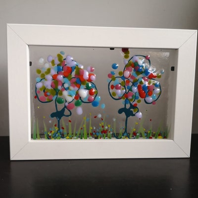 Fused Glass Box Framed Coed Enfys rainbow Trees Design - Etsy