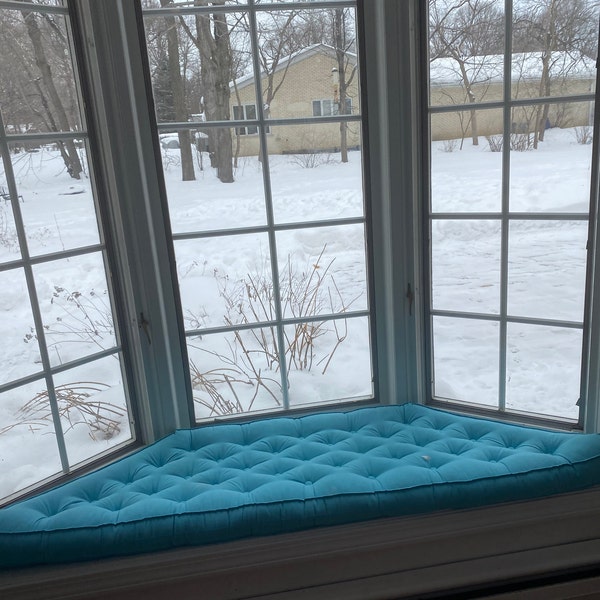 Custom Organic Cotton 3" Bay Window Cushion | Recessed Trapezoid ...