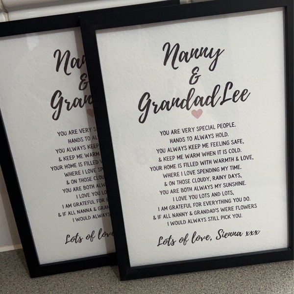 Nanny, Nanna, Grandma, Nan Poem Print, Personalised With Names ...