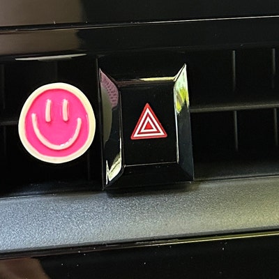 Set of 3 / Hot Pink Smiley Face / Emoji / Flower / Heart Car Vent Clip ...