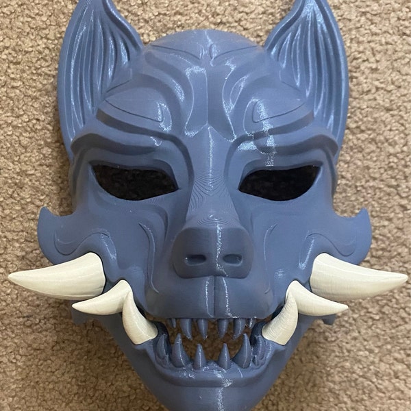 Japanese Fanged Kitsune Oni Demon Mask 3D Printed Samurai Mask - Etsy