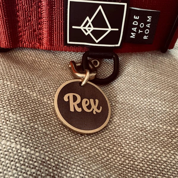 Personalized Brass Pet ID Tag: Engraved Geometric Stripe Dog Cat Tag - Etsy