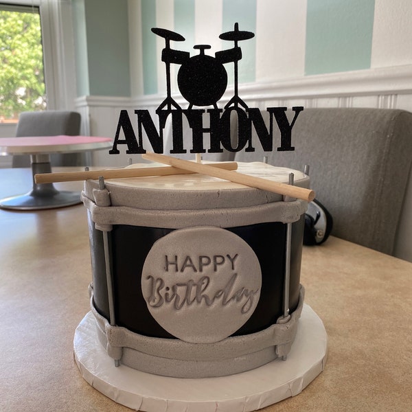 Custom Drums Cake Topper, Music Party Decorations, Rockstar Cake Topper ...