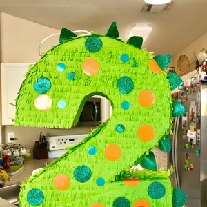 20'' Tall Number Two Pinata Second Birthday Pinata Bright Green ...